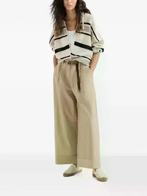 Brunello Cucinelli Techno Cotton Poplin Pleated Trousers - Neutrals