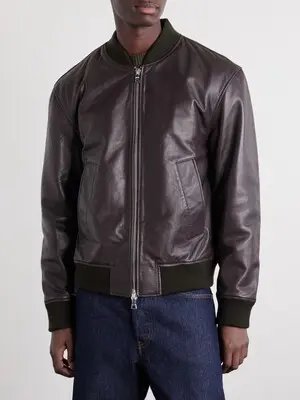 Officine Générale Maony Leather Bomber Jacket