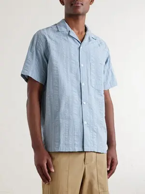 Portuguese Flannel Prana Camp-collar Striped Cotton Shirt
