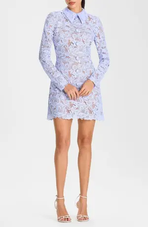 NADINE MERABI Lorna Floral Lace Mini Dress - Blue