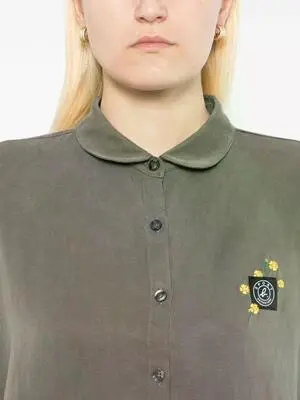 AGNES B. Flower Embroidered Cape Effect Shirt