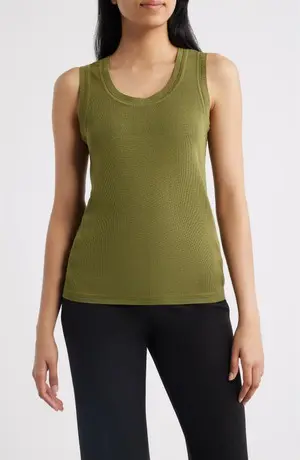 Anne Klein Scoop Neck Sleeveless Tank - Bay Leaf