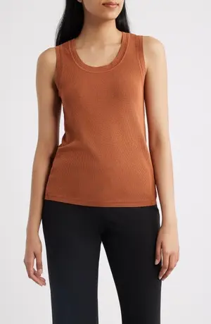 Anne Klein Scoop Neck Sleeveless Tank - Cedar Spice