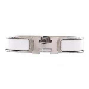 Hermès Clic H Enamel Narrow Bracelet - White