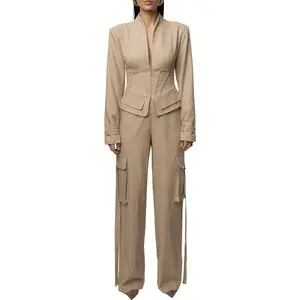 JLUXLABEL Day Off Cargo Jumpsuit - Stone