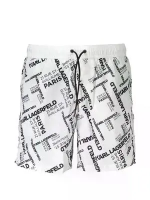 Karl Lagerfeld Logo-print Drawstring Swim Shorts - White