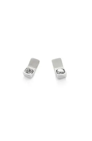UNODE50 Sterling Plated Rectangular Earrings With Crystal