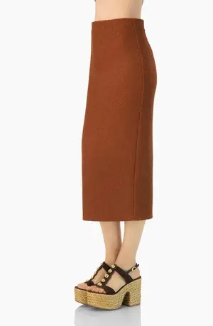 IVONNE Textured Knit Midi Skirt With Back Slit
