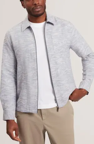 Ted Baker London Lerreto Jacquard Denim Zip Overshirt - Blue
