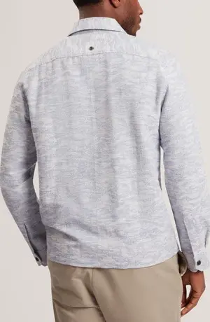 Ted Baker London Lerreto Jacquard Denim Zip Overshirt
