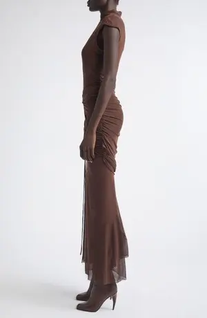 KIM SHUI Anai Ruched Stretch Mesh Dress
