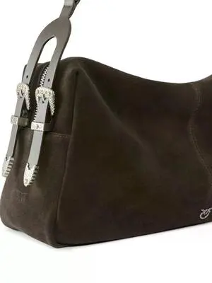 Pinko Keeper Buckle-detail Suede Shoulder Bag - Brown