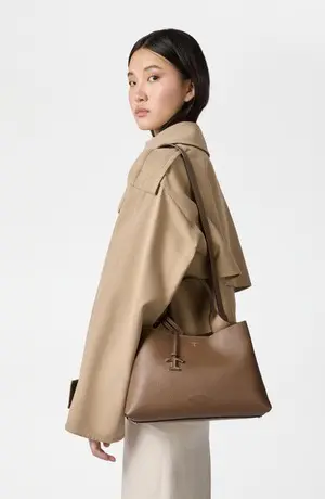 TOD'S Apa Leather Top Handle Bag - Noce/creta
