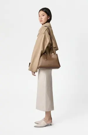 TOD'S Apa Leather Top Handle Bag - Noce/creta