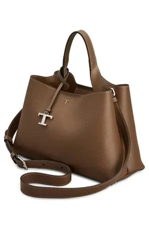 TOD'S Apa Leather Top Handle Bag - Noce/creta