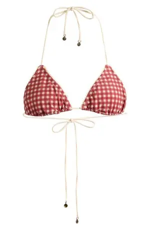 JADED LONDON Gingham Picot Trim Triangle Bikini Top