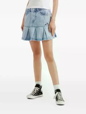 FINGERCROXX Pleated Denim Mini Skirt - Blue