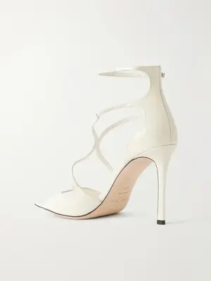 JIMMY CHOO Azia 95 Patent-leather Sandals - Neutrals