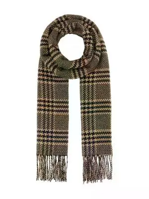 Saint Laurent Check-pattern Fringed Scarf - Brown