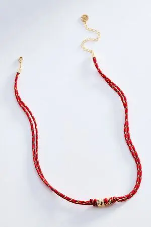 Anthropologie Maeve Corded Donut Necklace - Red