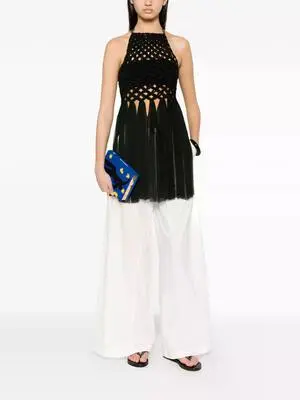 Pinko Canelli Embellished-button Wide-leg Trousers