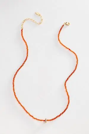 Anthropologie Donut Beaded Necklace Orange