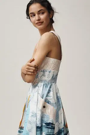 Maeve Cotton Sweetheart Neckline Midi Dress