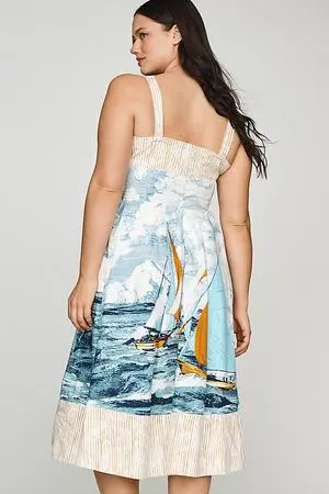 Maeve Cotton Sweetheart Neckline Midi Dress