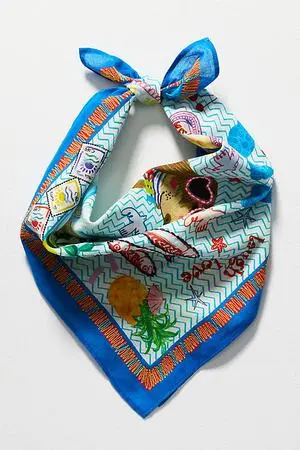 Vismaya Icon Cotton Hair Scarf - Blue Pattern
