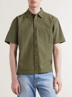 Aimé Leon Dore Cropped Cotton-seersucker Shirt
