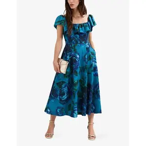 PHASE EIGHT Floral Print Lyocell-blend Midi Dress