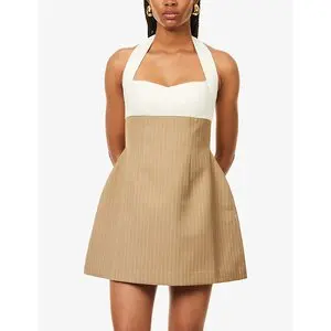 Oddmuse Pinstripe-print Halterneck Mini Dress