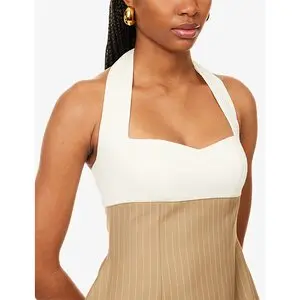 Oddmuse Pinstripe-print Halterneck Mini Dress