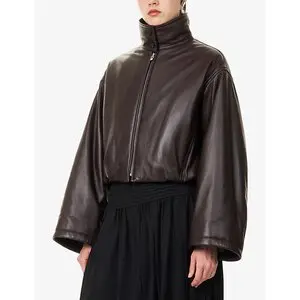 Alaïa Layered Leather Bomber Jacket