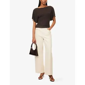REFORMATION Avery Ted Woven Knit Top