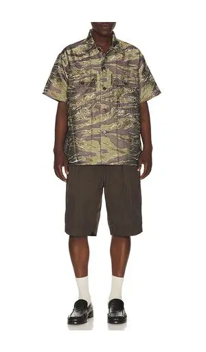 BEAMS Mil-sht Tiger Stripe Mesh Jacquard In . Also - Army