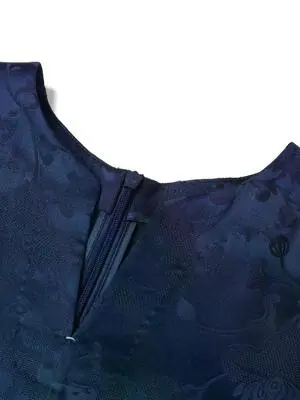 Shanghai Tang Jacquard Batwing-sleeve Top - Blue