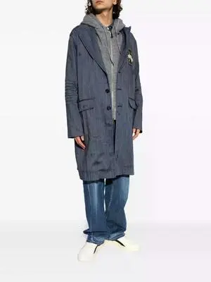 Dsquared2 Distressed Coat With Logo Patch And Hooded Detail