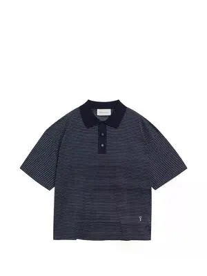 AMI Paris De Coeur Striped Polo Shirt