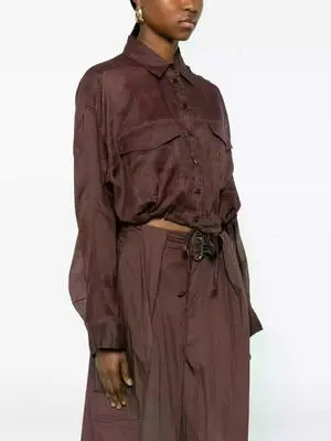 ISABELLE BLANCHE Cropped Drawstring-hem Shirt