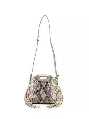 Maje Mini Miss M Snake-print Leather Bag - Neutrals