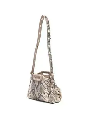 Maje Mini Miss M Snake-print Leather Bag - Neutrals