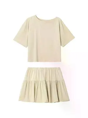 B+AB Off-shoulder Tiered Pyjama Set - Neutrals