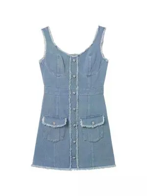 B+AB Frayed-edge Mini Dress - Blue