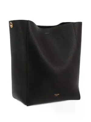 Celine Sac Sangle Grained Leather Handbag - Black
