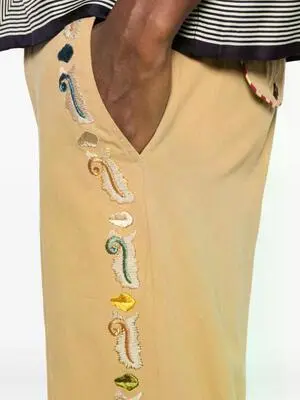 BODE Feather Runner Embroidered Trousers - Neutrals