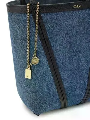 Chloé Spin Leather-trim Denim Tote