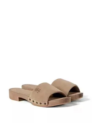 Brunello Cucinelli Suede Studded Slides