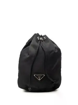 Prada 2000-2013 Tessuto Drawstring Pouch - Black