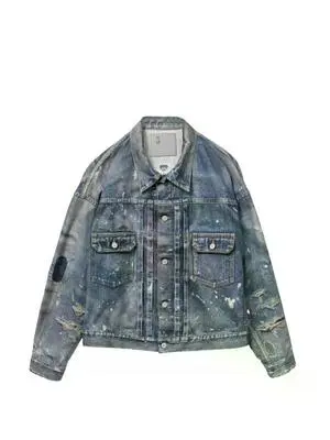 Junya Watanabe Paint-splatter Distressed Denim Jacket